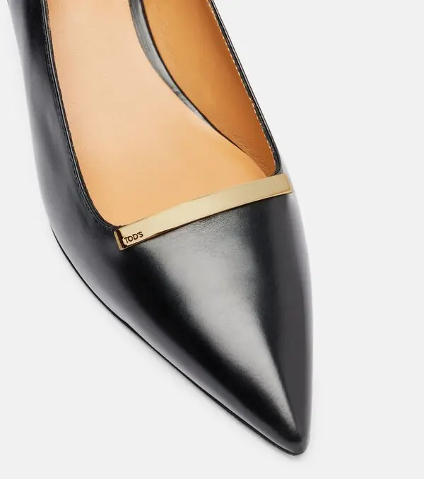 TOD'S Barretta 40 Leather Slingback Pumps - Black
