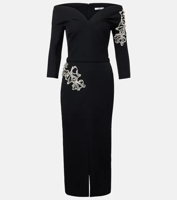 Safiyaa Linda Crystal-embellished Midi Dress - Black