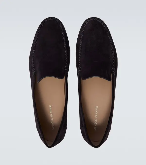 Manolo Blahnik Suede Loafers - Blue