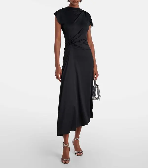 Victoria Beckham Draped Asymmetric Midi Dress - Black