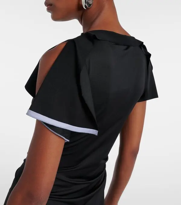 Victoria Beckham Draped Asymmetric Midi Dress - Black