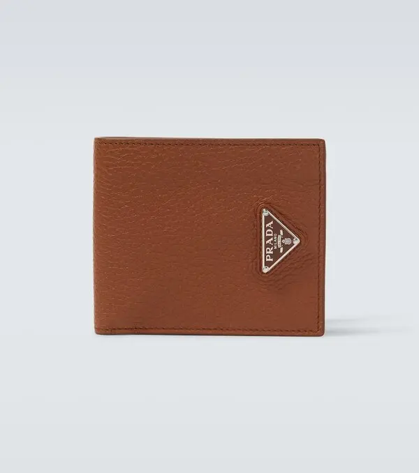 Prada Logo Leather Wallet - Brown