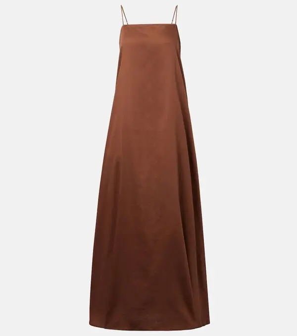 LESET Yoko Cotton Maxi Dress - Brown