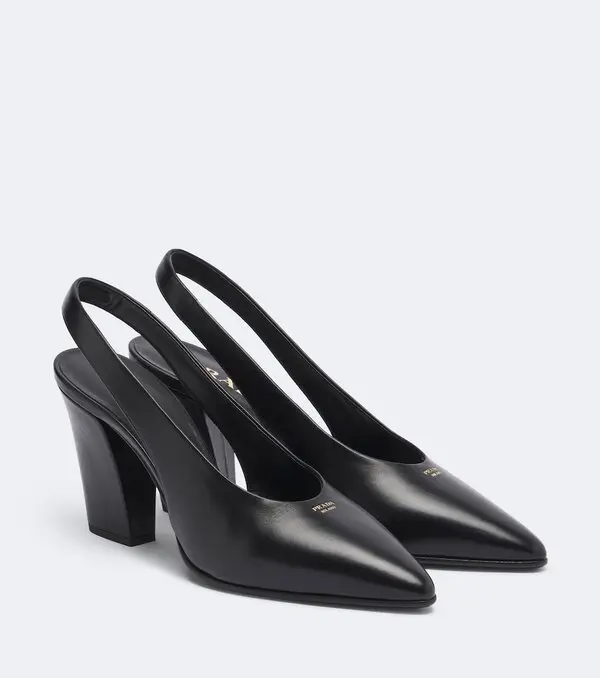 Prada Leather Slingback Pumps - Black