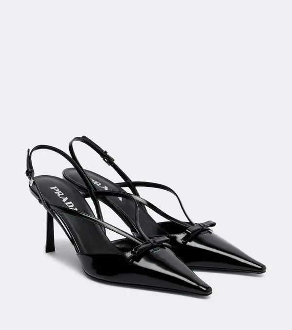 Prada Leather Slingback Pumps - Black