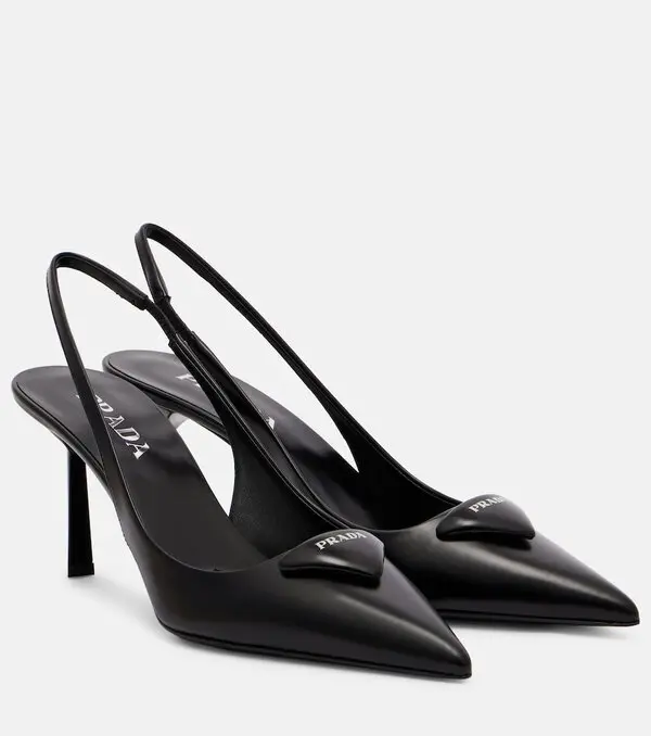 Prada Leather Slingback Pumps - Black