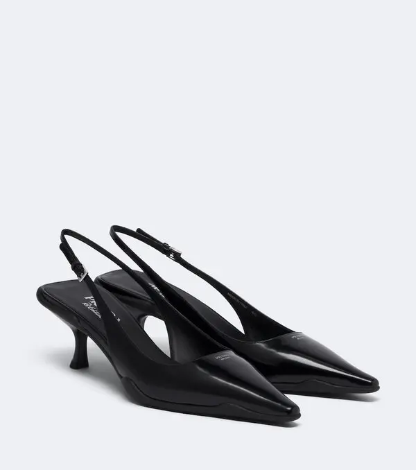 Prada Leather Slingback Pumps - Black