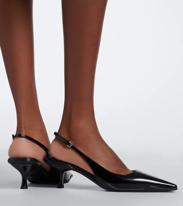 Prada Leather Slingback Pumps - Black