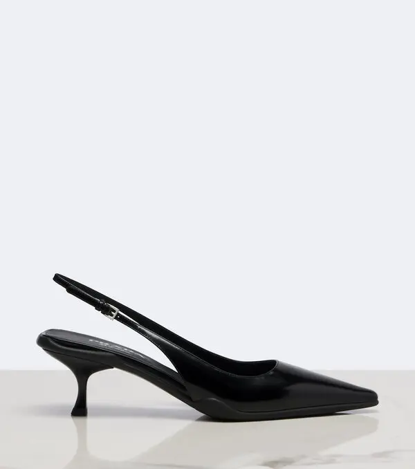 Prada Leather Slingback Pumps - Black
