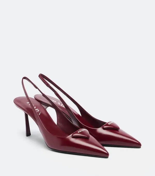 Prada Leather Slingback Pumps - Red
