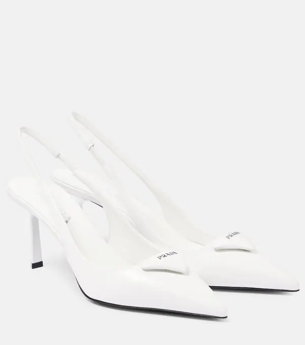 Prada Leather Slingback Pumps - White
