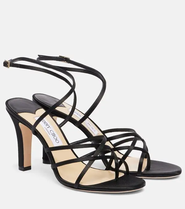 JIMMY CHOO Archive Strappy 100 Satin Sandals - Black