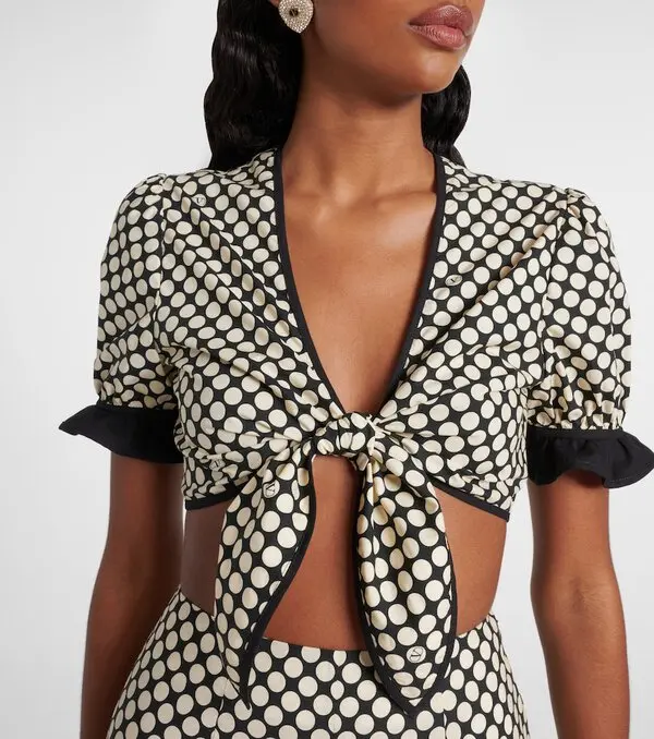 Valentino Garavani Plus De Pois Cotton Poplin Crop Top
