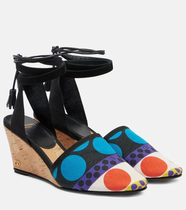 Valentino Garavani La Cruisette Printed Espadrille Wedges - Multicoloured