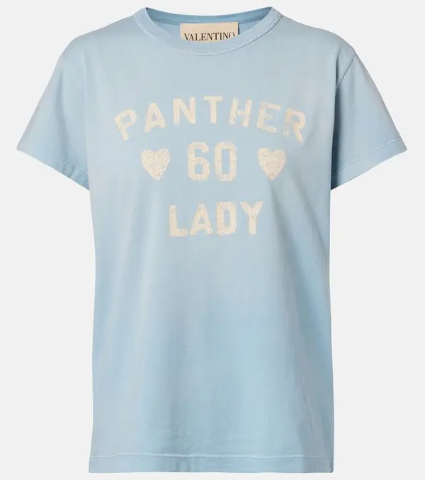 Valentino Garavani Printed Cotton T-shirt - Blue