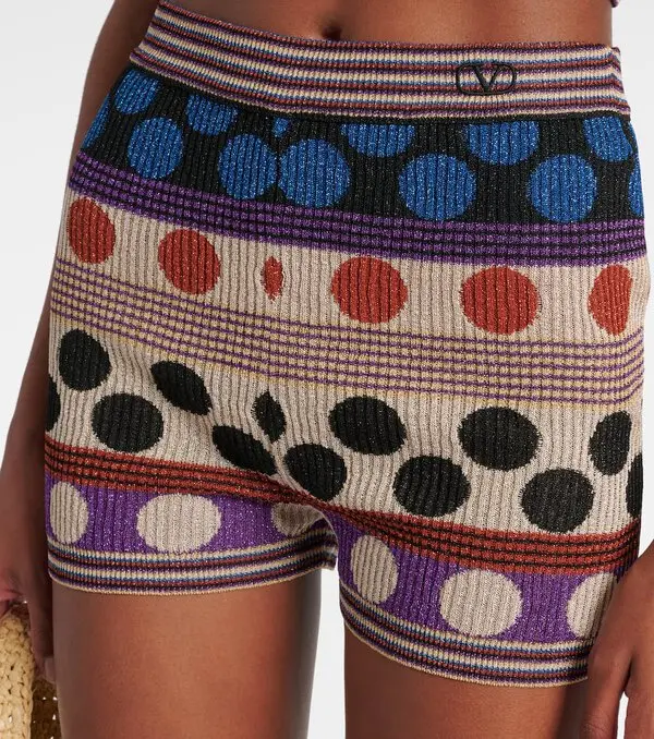 Valentino Garavani Polka-dot Jacquard Lamé Shorts
