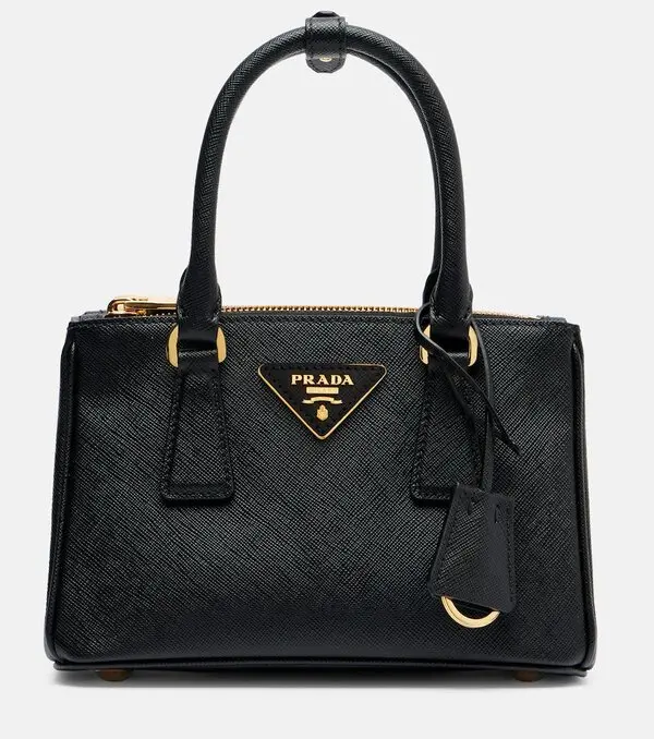 Prada Galleria Mini Leather Tote Bag - Black