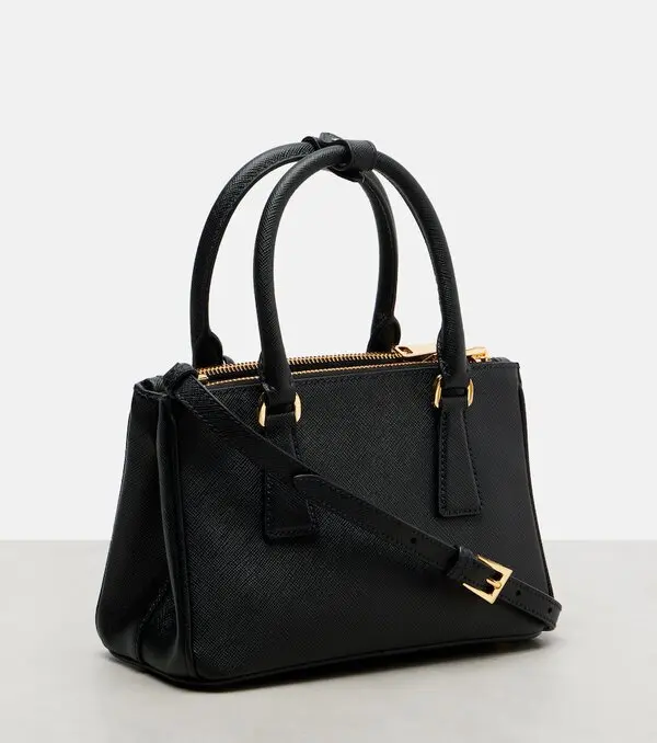 Prada Galleria Mini Leather Tote Bag - Black