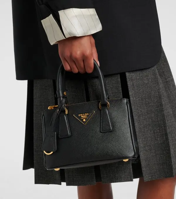 Prada Galleria Mini Leather Tote Bag - Black