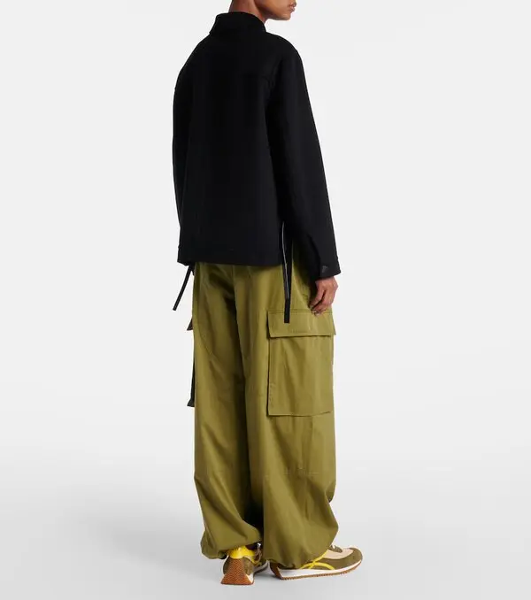 Loewe Wool And Cashmere Jacket With Leather Detailing - Black