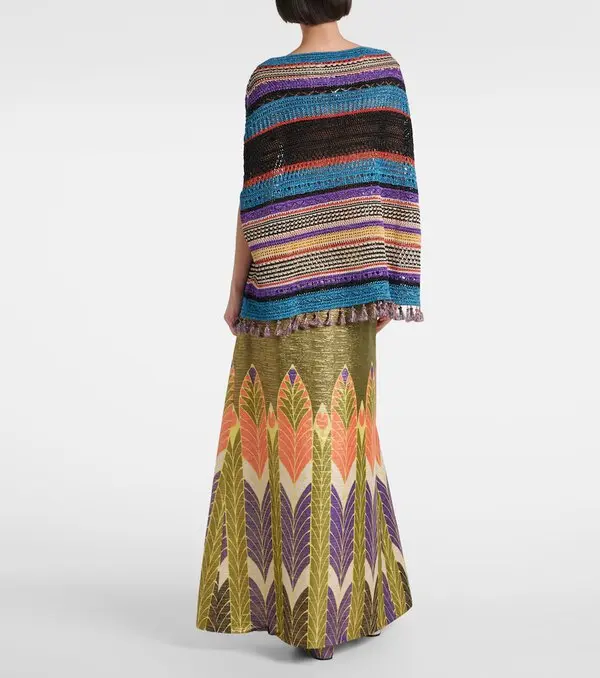 Valentino Garavani Crochet Striped Lamé Poncho