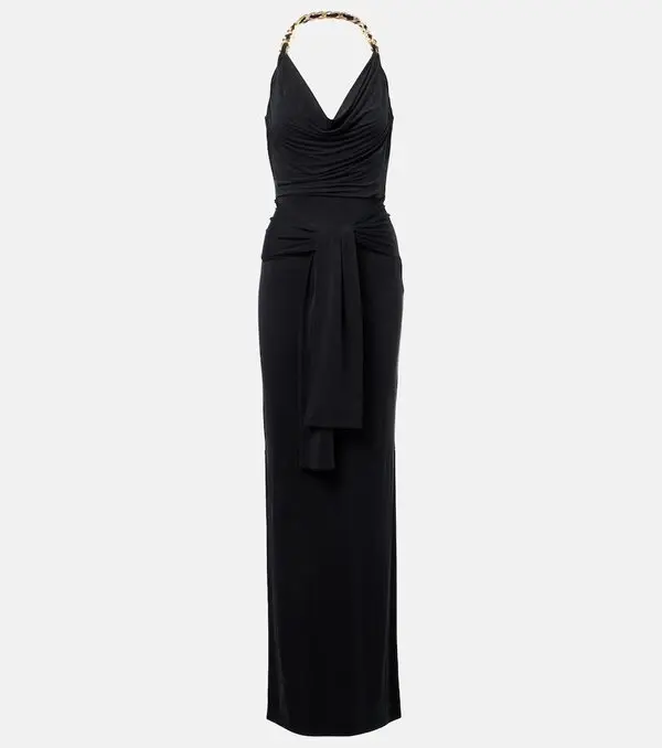 Balmain Draped Gathered Gown - Black