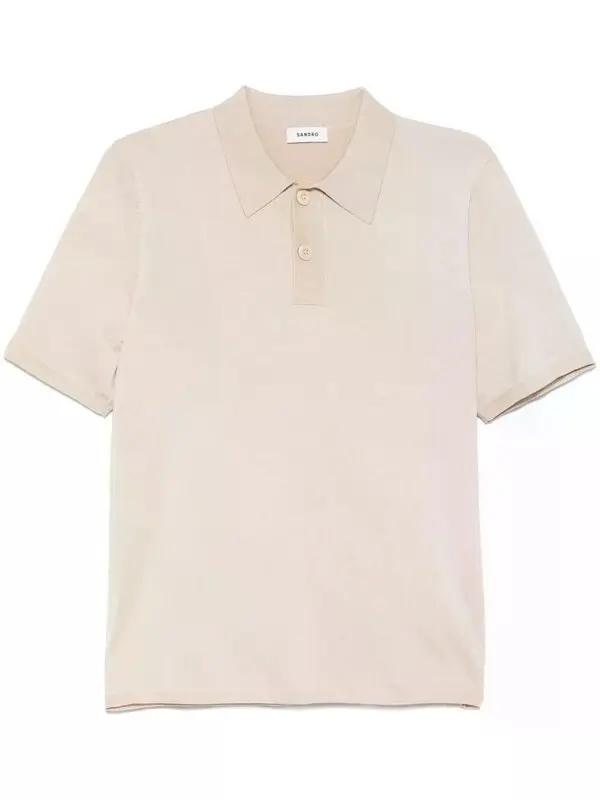 Sandro Short-sleeve Knitted Polo Shirt - Neutrals