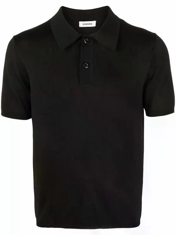 Sandro Short-sleeve Knitted Polo Shirt - Black
