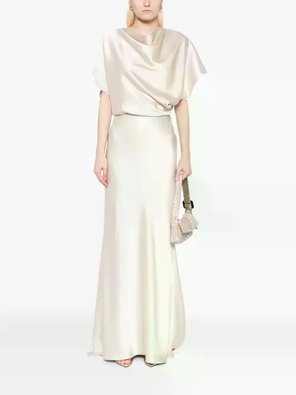 Amsale Draped Satin Gown - Neutrals