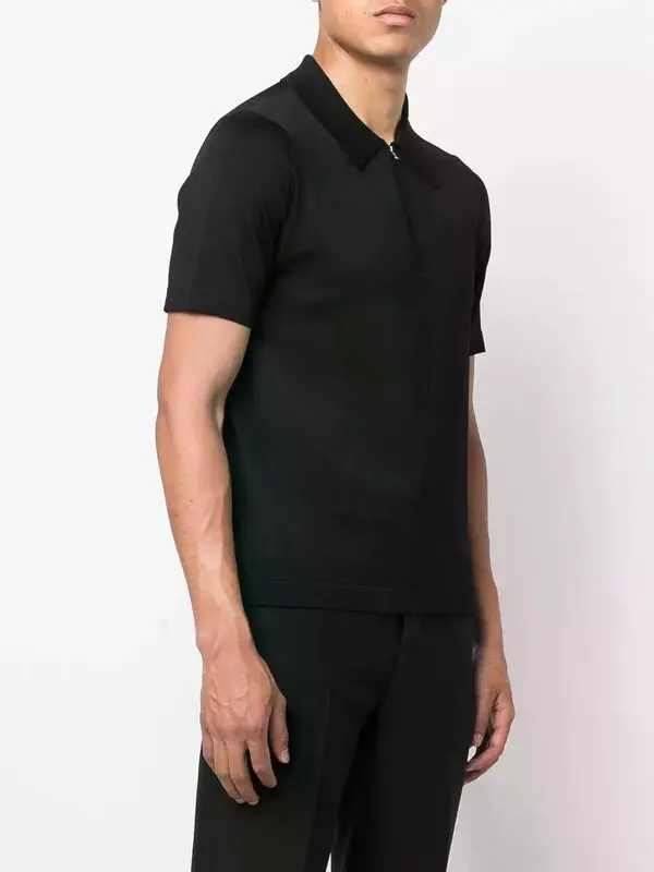 Sandro Knitted Polo With Zip Collar - Black