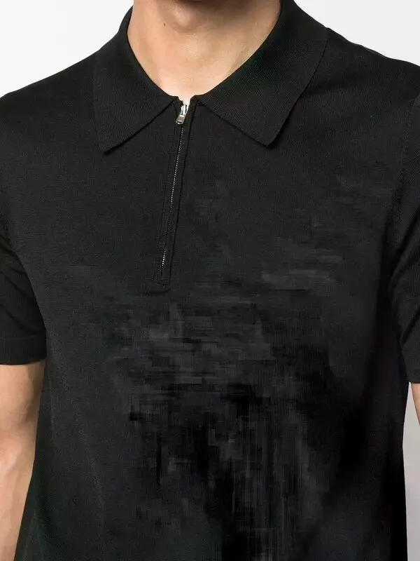 Sandro Knitted Polo With Zip Collar - Black