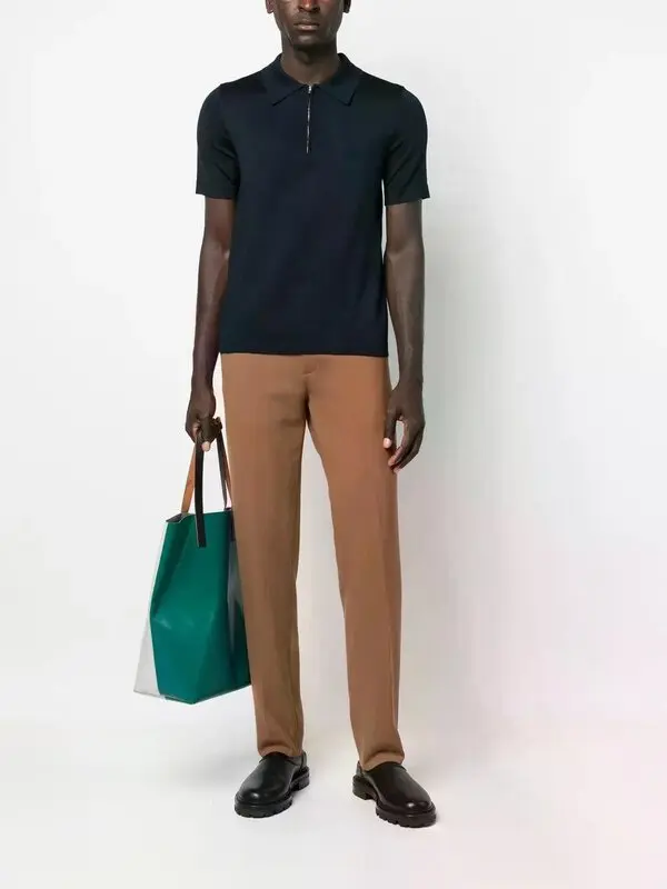 Sandro Knitted Polo Shirt With Zip Collar - Blue