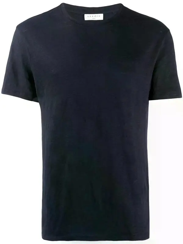 Sandro Certified Linen Mock Neck T-shirt - Blue