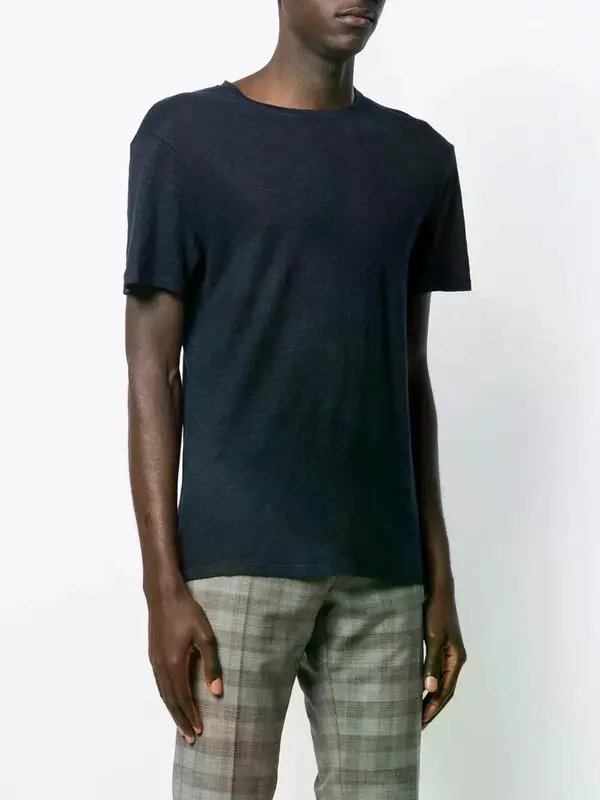 Sandro Certified Linen Mock Neck T-shirt - Blue