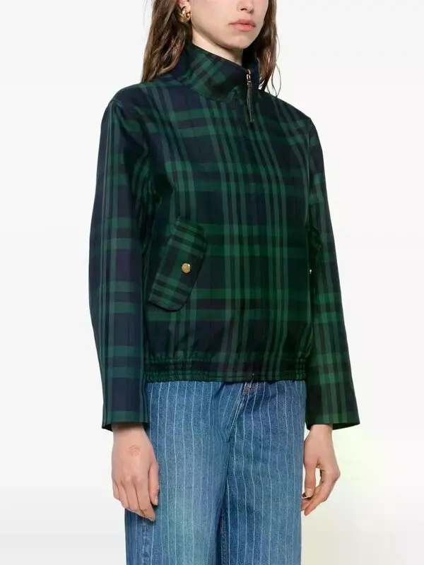 Sandro Checked Bomber Jacket - Green