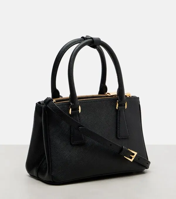 Prada Galleria Mini Leather Tote Bag - Black
