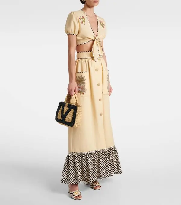 Valentino Garavani Plus De Pois Embroidered Maxi Skirt
