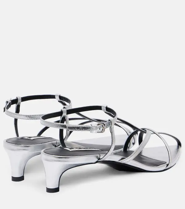 JIL SANDER Metallic Leather Sandals - Silver