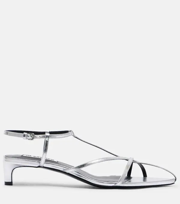 JIL SANDER Metallic Leather Sandals - Silver