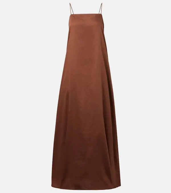 LESET Yoko Cotton Maxi Dress - Brown