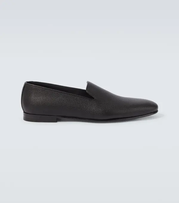 Manolo Blahnik Handmade Leather Loafers - Black
