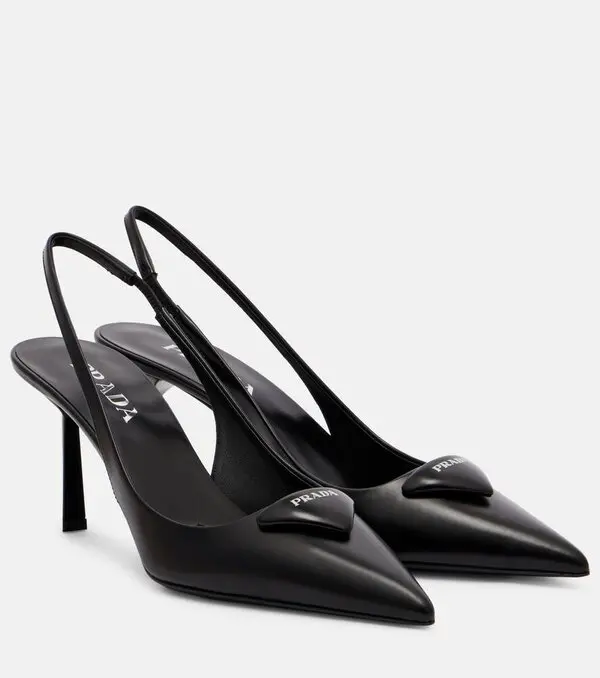 Prada Leather Slingback Pumps - Black