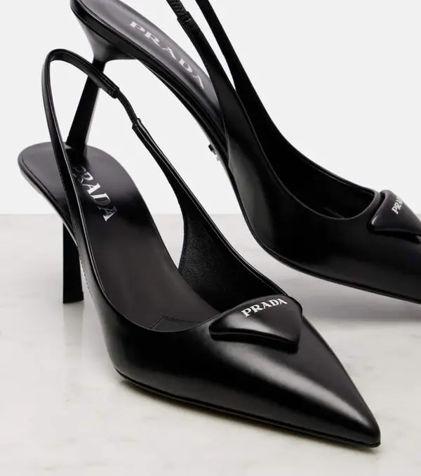 Prada Leather Slingback Pumps - Black
