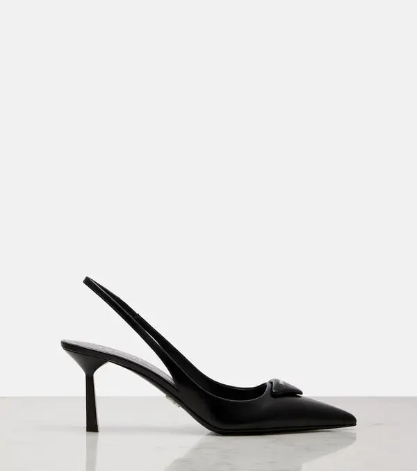 Prada Leather Slingback Pumps - Black