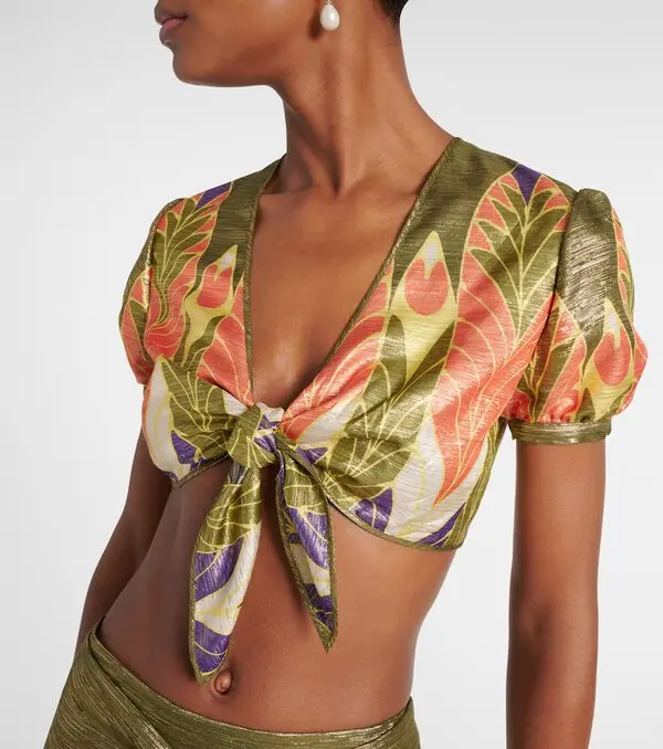 Valentino Garavani Printed Silk-blend Crop Top