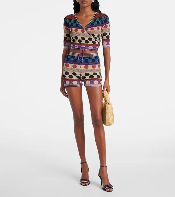Valentino Garavani Polka-dot Jacquard Lame Shorts
