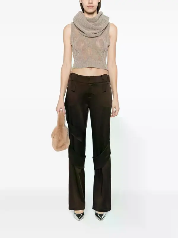 Blumarine Wide-leg Satin Cargo Trousers