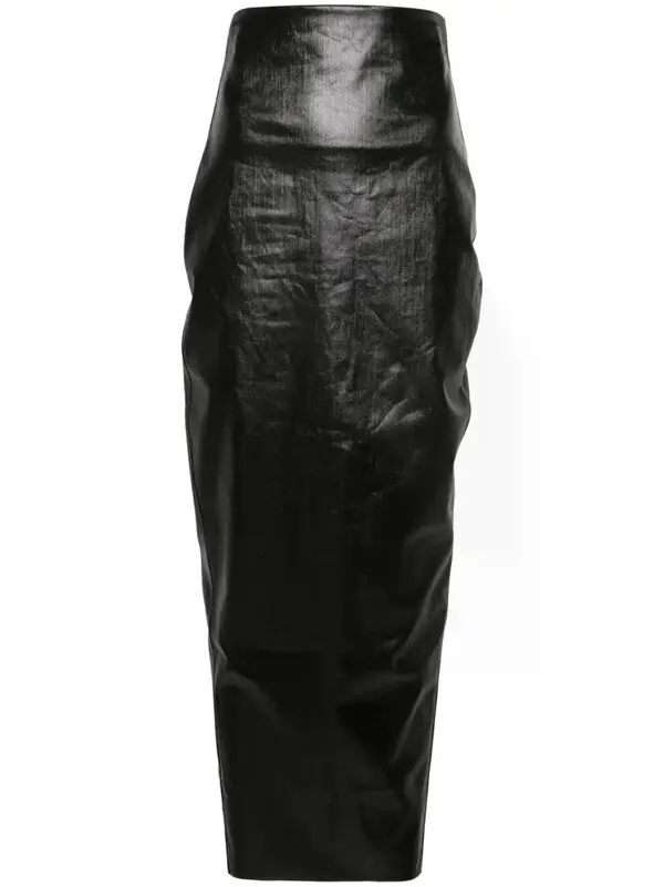 Rick Owens Dirt Pillar Coated Denim Skirt
