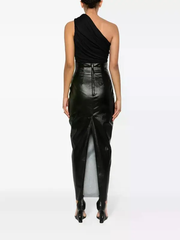 Rick Owens Dirt Pillar Coated Denim Skirt