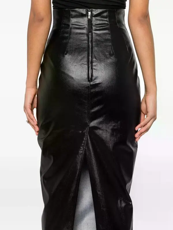 Rick Owens Dirt Pillar Coated Denim Skirt
